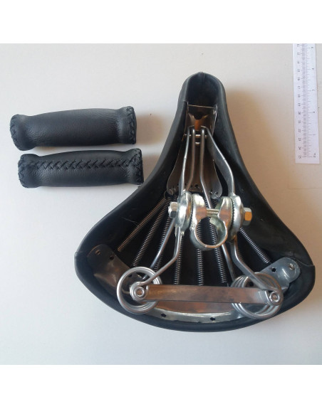 Bundle of Bicycle Classic Coil Spring saddle and real leather handlebar ...