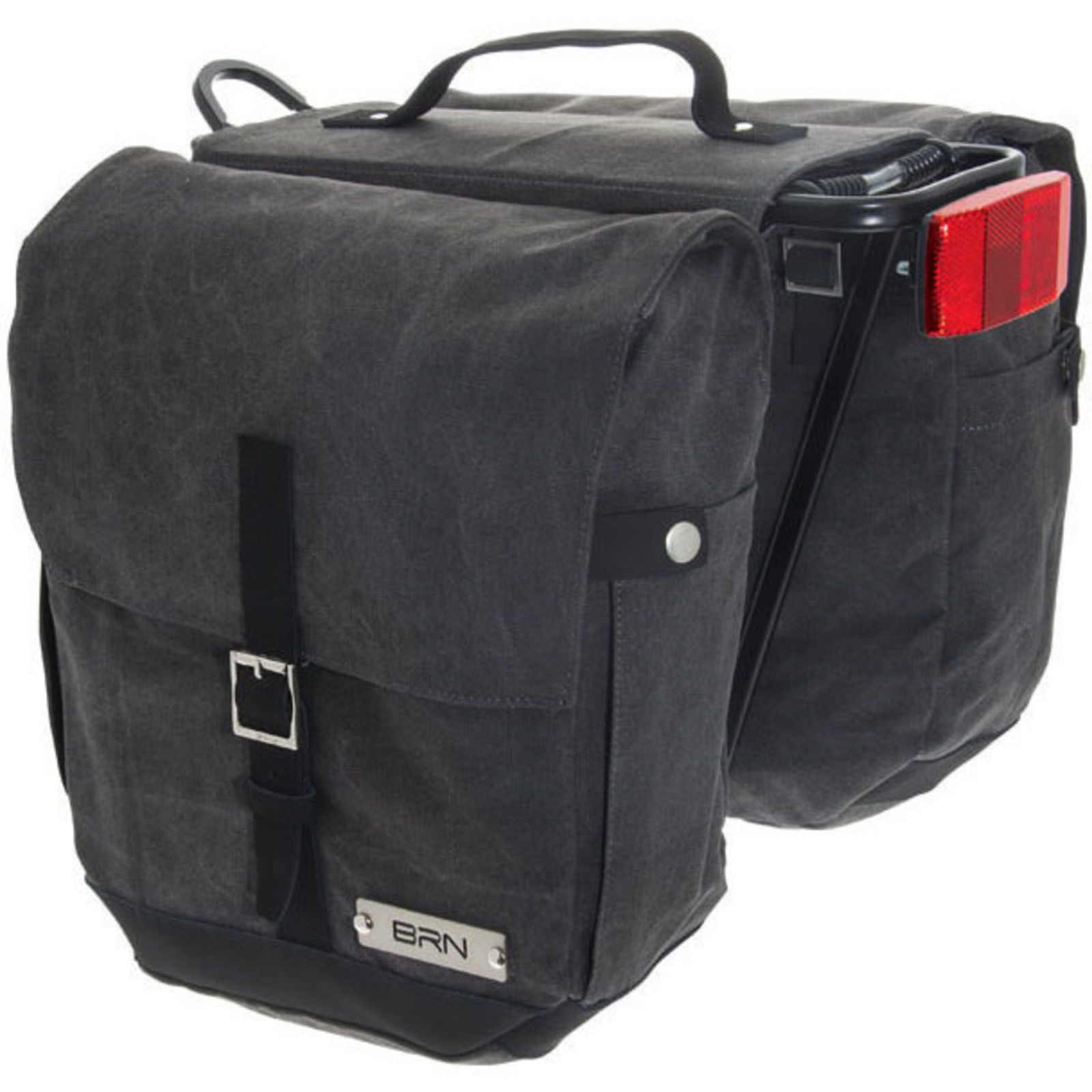 BRN RIDER CANVAS BICYCLE PANNIERS BLACK WATERPROOF